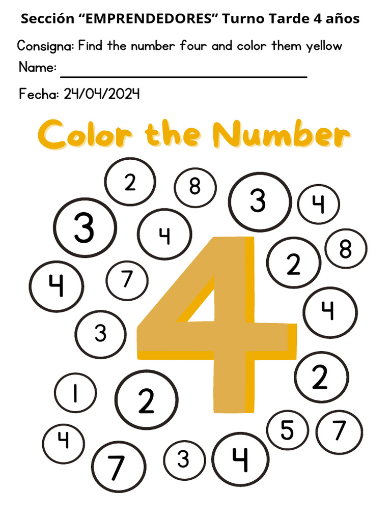 Colorful Preschool Math Number Practice Worksheet | PDF