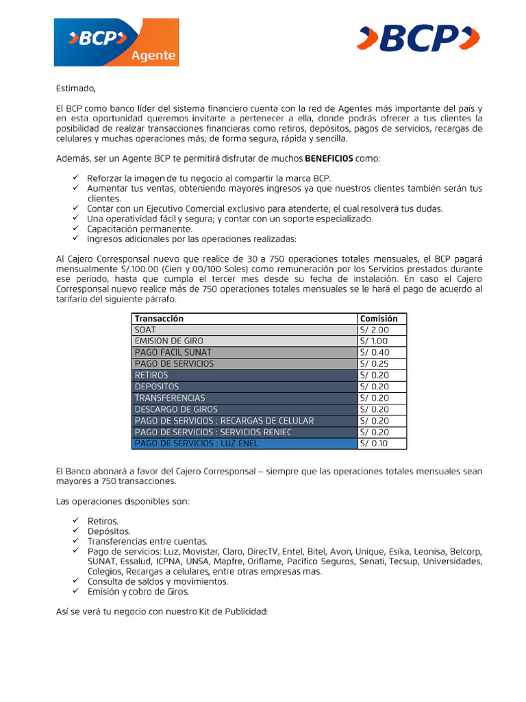 PROPUESTA-Y-REQUISITOS-AGENTE-BCP | PDF