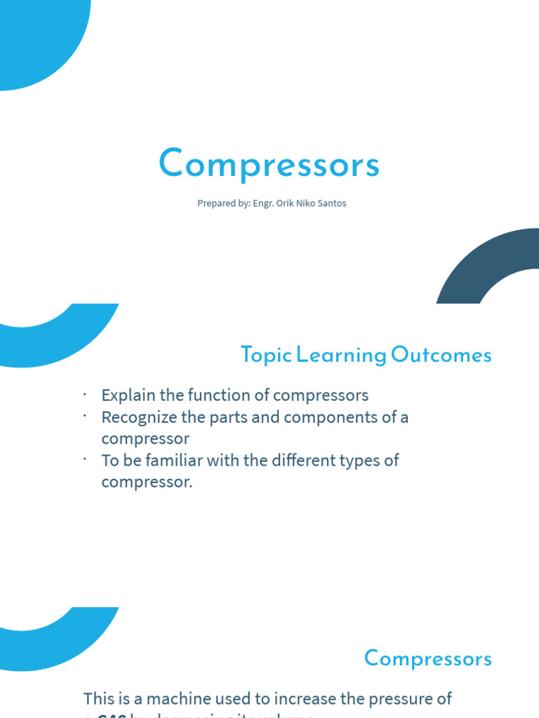 Powerpoint Lecture On Compressors | PDF | Rotating Machines | Engineering