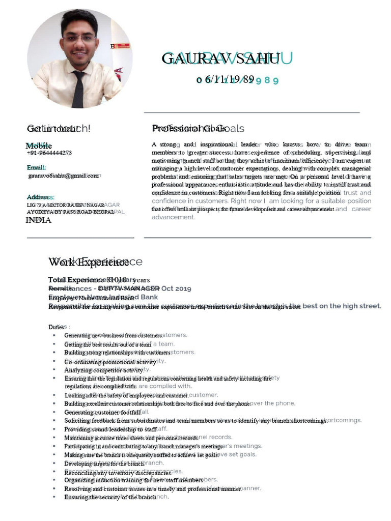 Gaurav Sahu ReSume-1 | PDF | Business Economics | Economies
