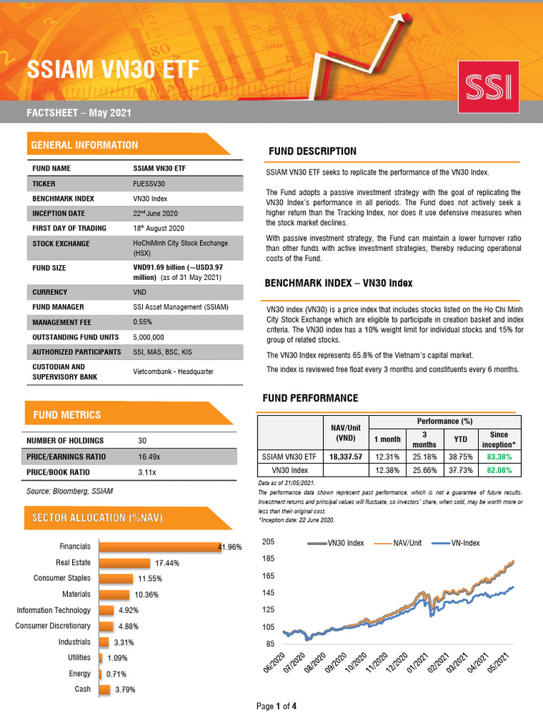 SSIAM VN30 ETF - Factsheet - EN - 31052021 | PDF | Investment Fund | Investing