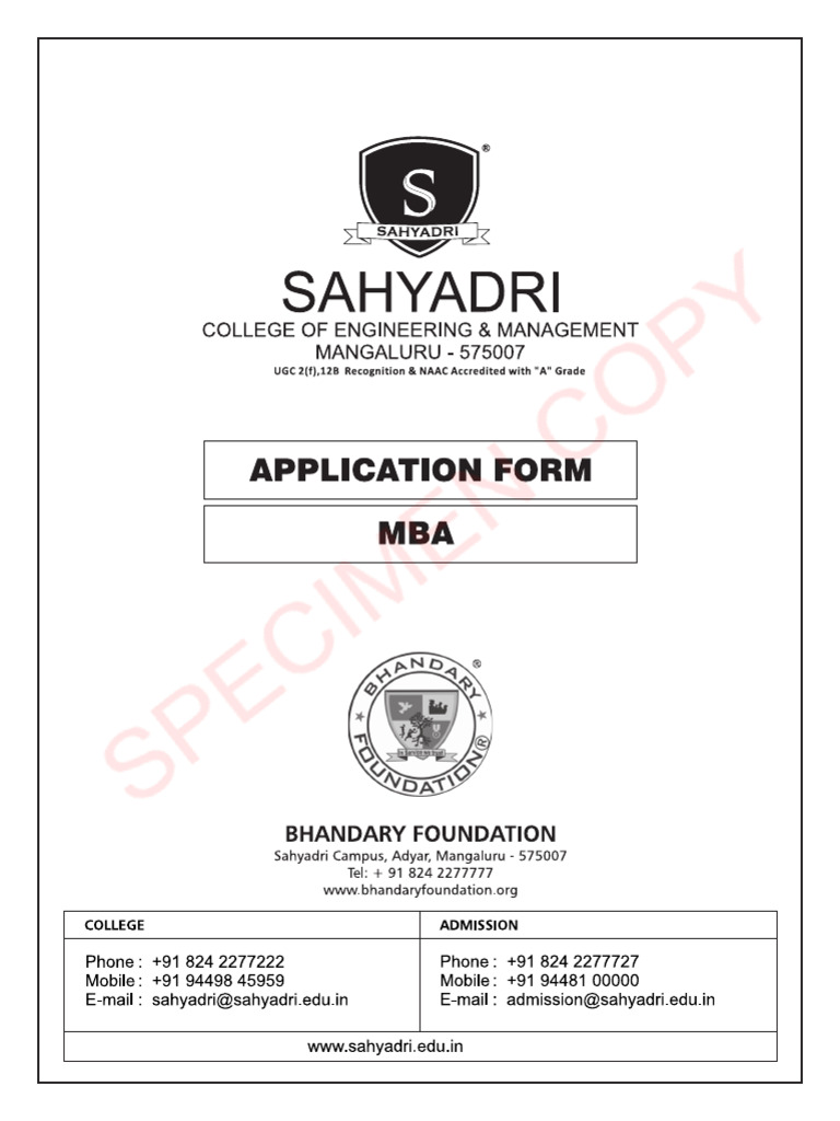 MBA Application Form | PDF