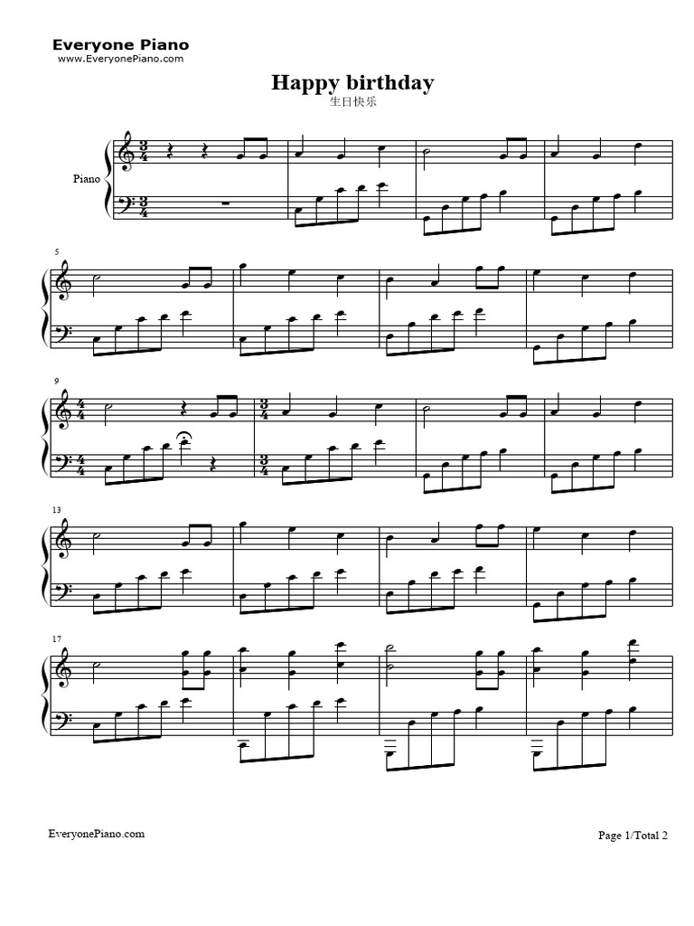 Happy-Birthday-Full-Version-Stave Notation | PDF