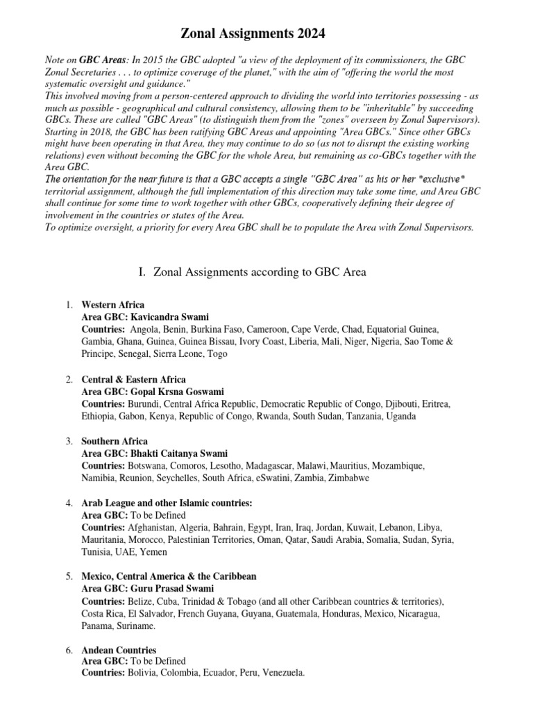 2024 Zonal Assignments | PDF | Arab World | Krishna