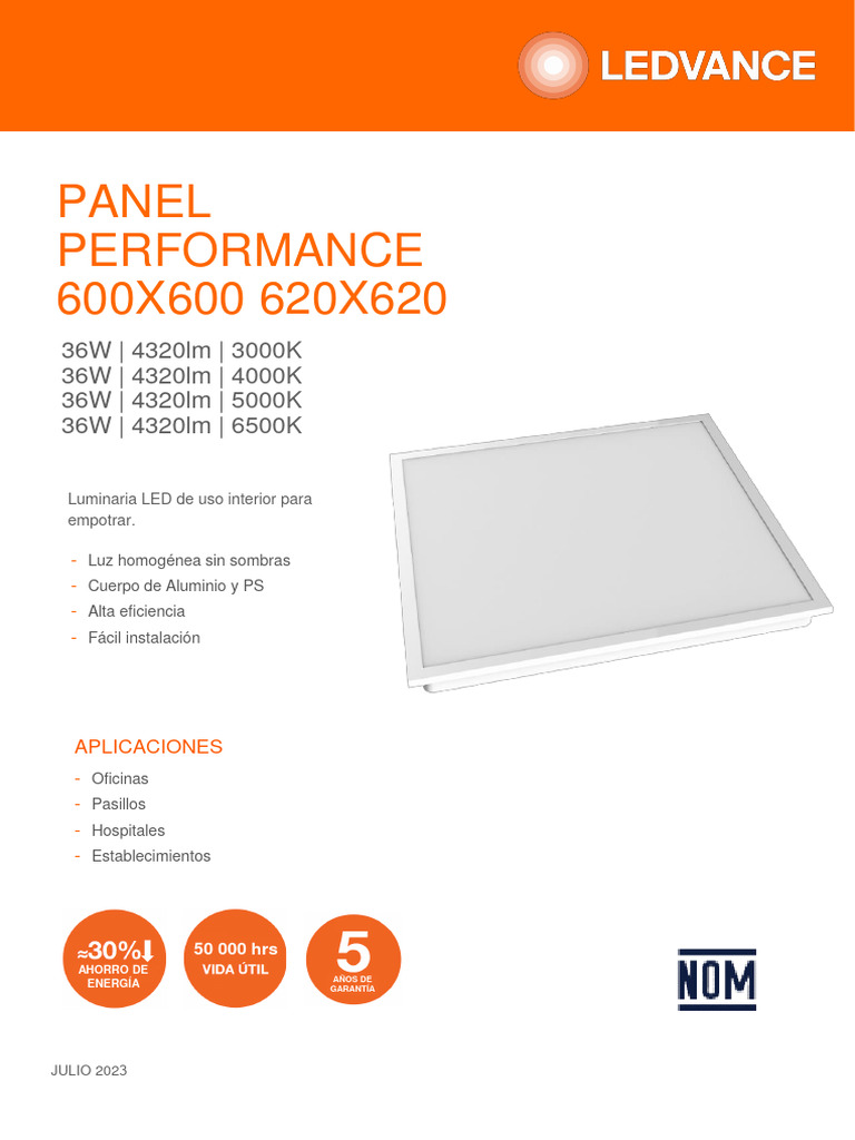 Ficha Tecnica Luminaria Led LedVance | PDF | Diodo emisor de luz ...