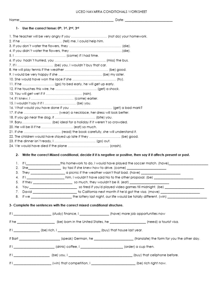 Conditionals Worksheet | PDF