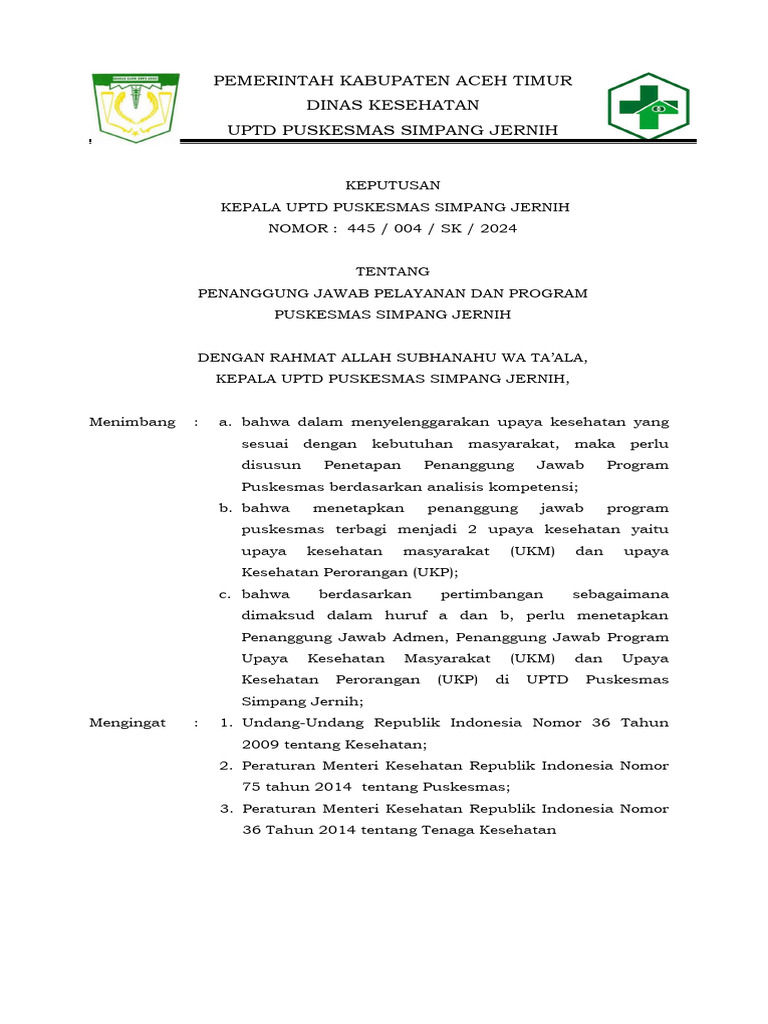 SK PJ UKP, UKM Lama | PDF