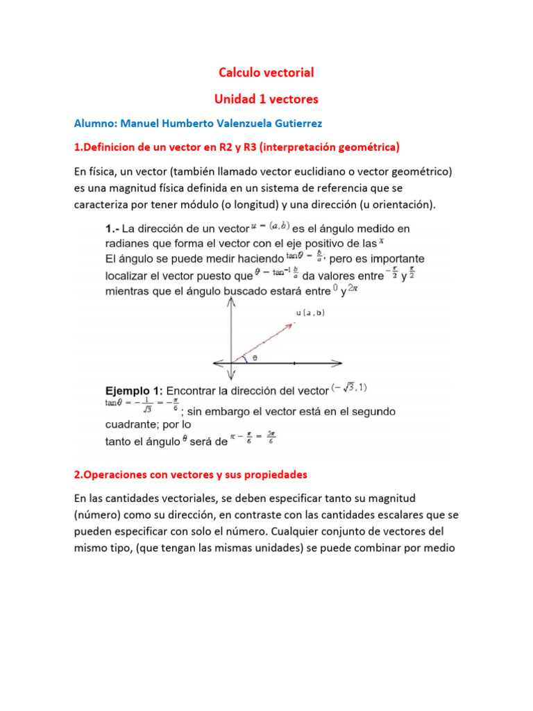Calculo Vectorial Unidad 1 Vectores | PDF | Vector Euclidiano | Velocidad