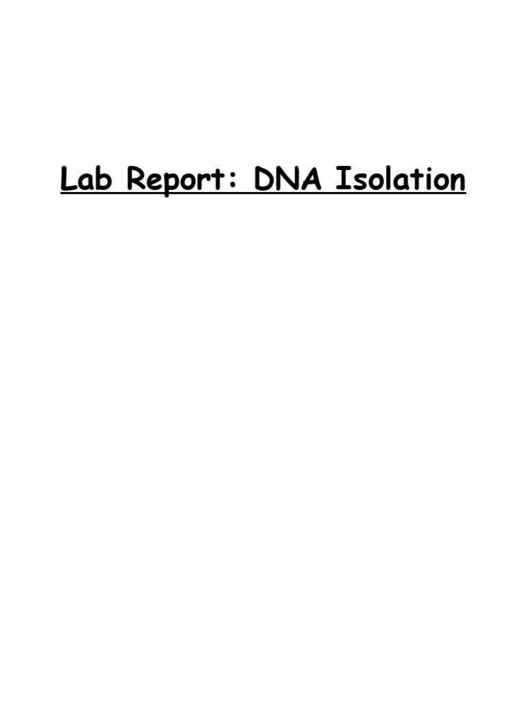 Lab Report 4 DNA Isolation | PDF | Wellness | Science & Mathematics