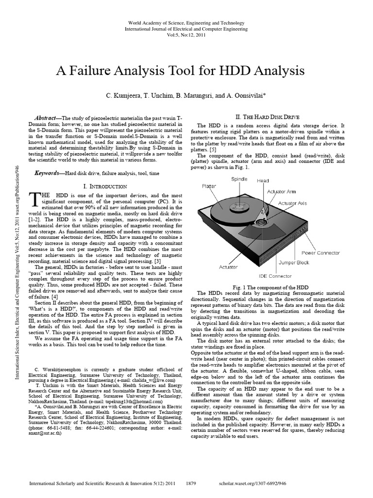 A Failure Analysis Tool For HDD Analysis A Failure Analysis Tool For HDD Analysis A Failure ...