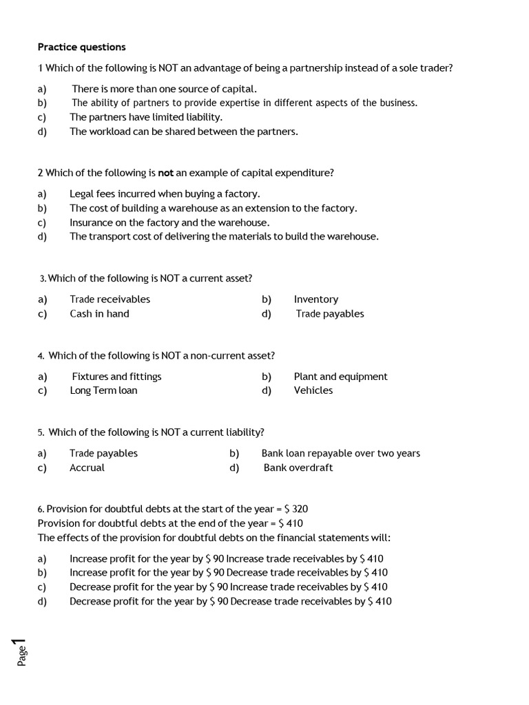 Accounting Practice Questions | PDF | Debits And Credits | Depreciation