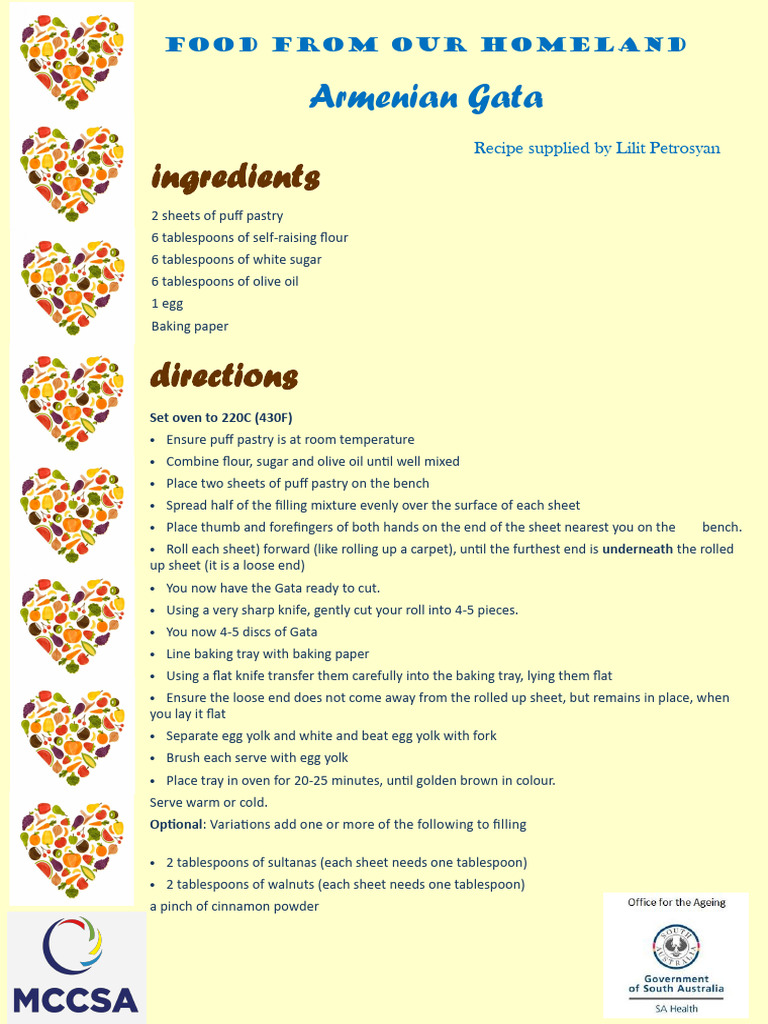 Armenian Gata Recipe | PDF | Baking | Teaspoon