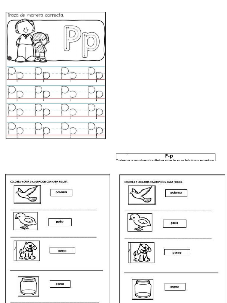 Trazo de La P, Crea Oraciones | PDF