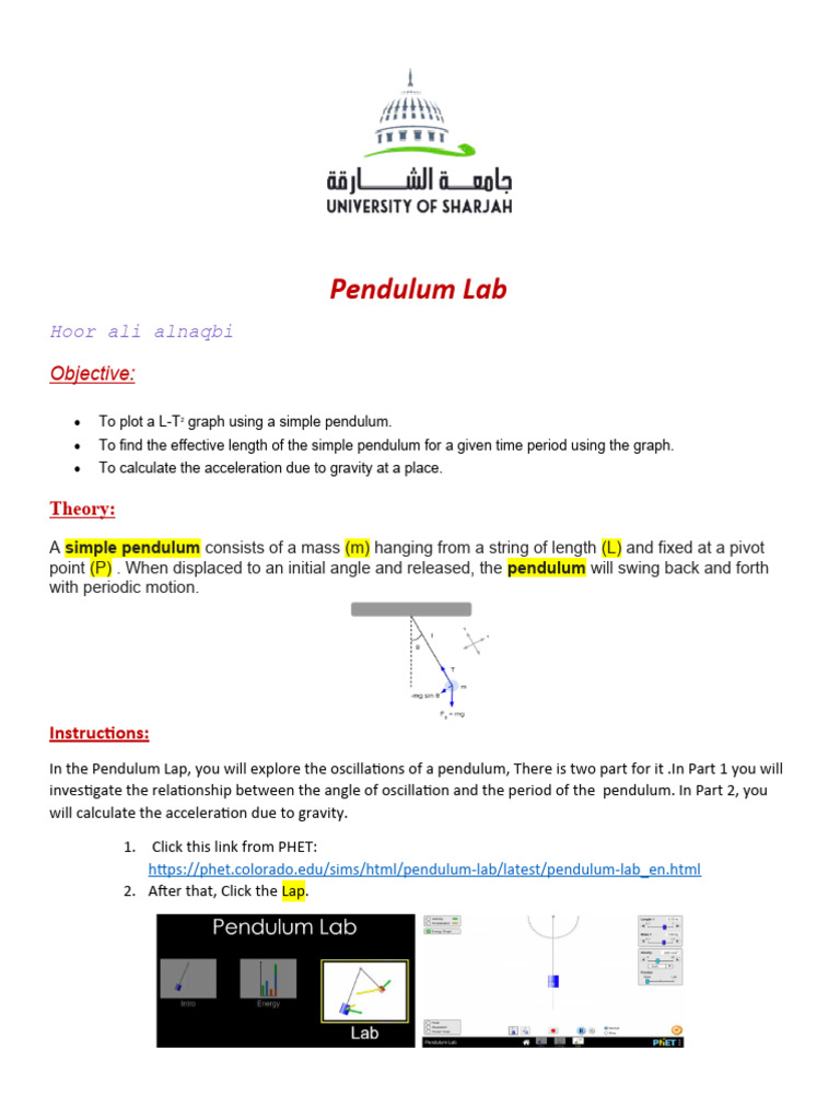 Pendulum Lab | PDF | Pendulum | Oscillation