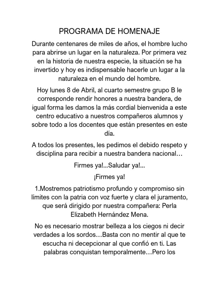 Programa de Homenaje | PDF