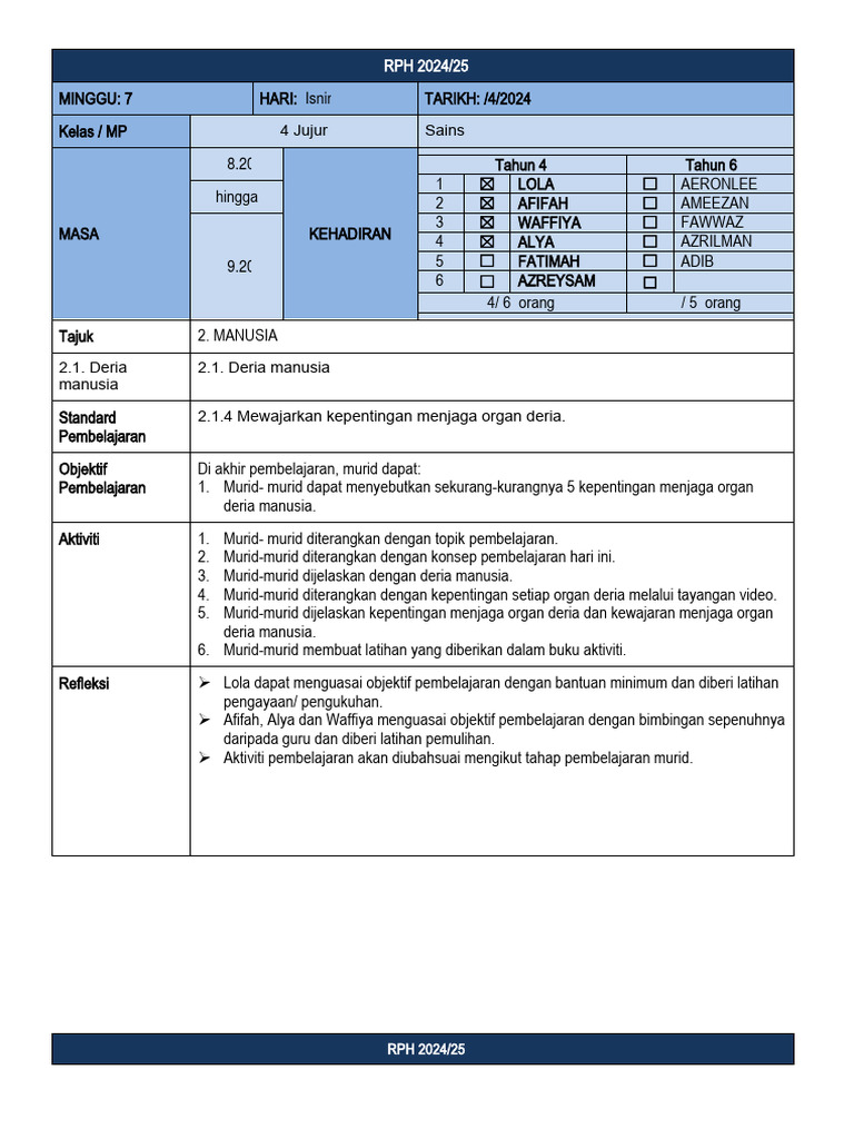 RPH Isnin 2024 | PDF