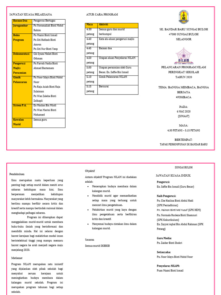 Buku Program Nilam 2020 Sesi Petang Pdf