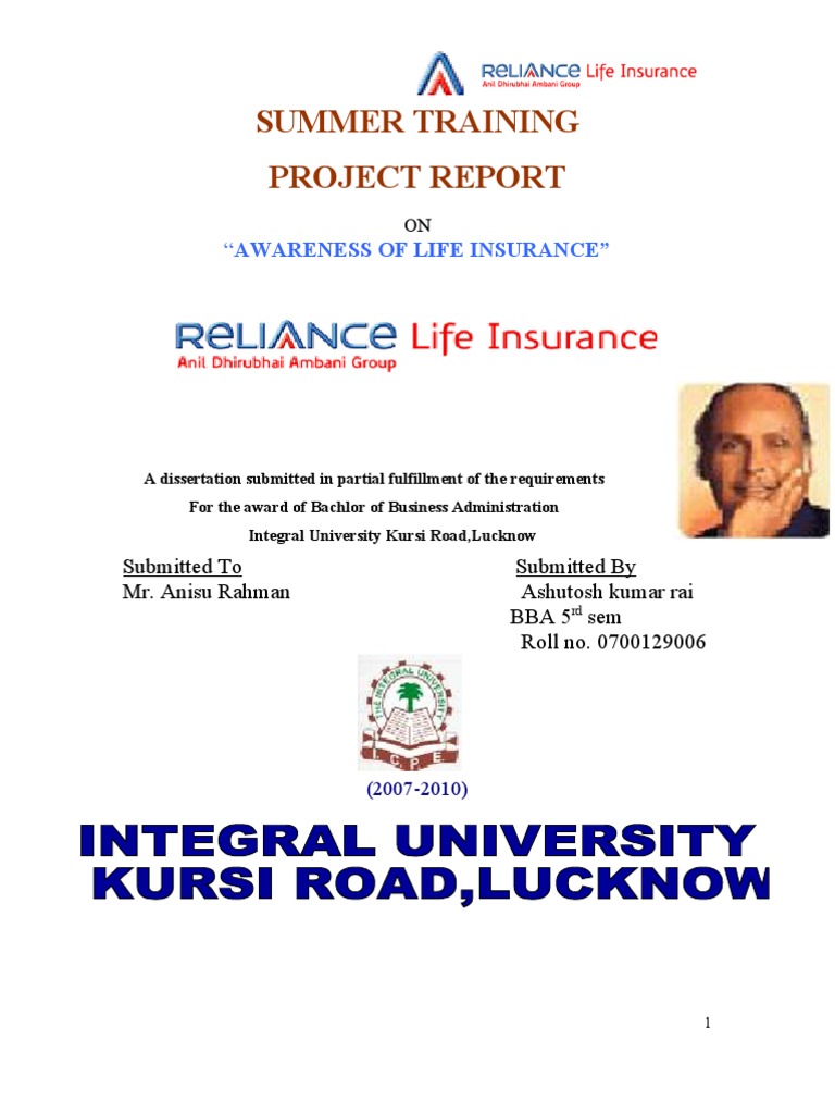 Reliance Life Insurance Project | PDF | Insurance | Survey Methodology