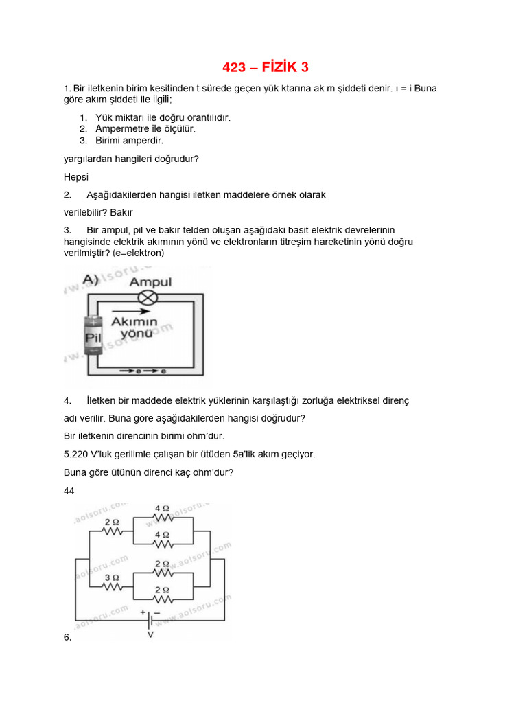 423 - Fi̇zi̇k 3 | PDF