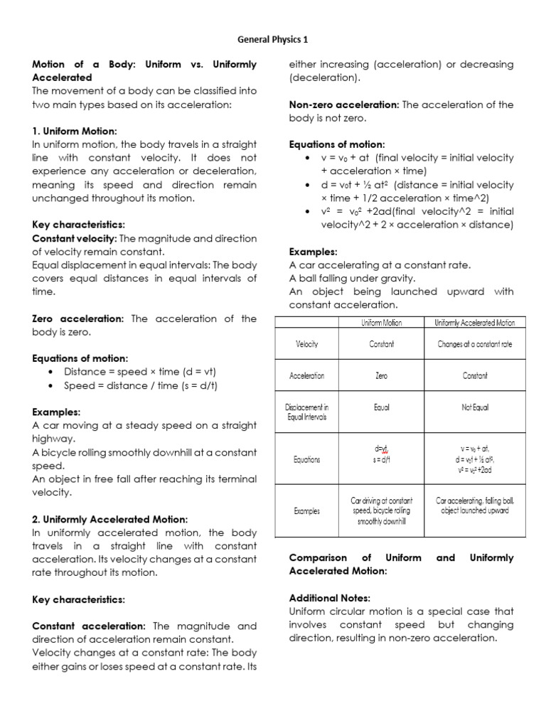 PHYSICS Notes | PDF | Acceleration | Velocity