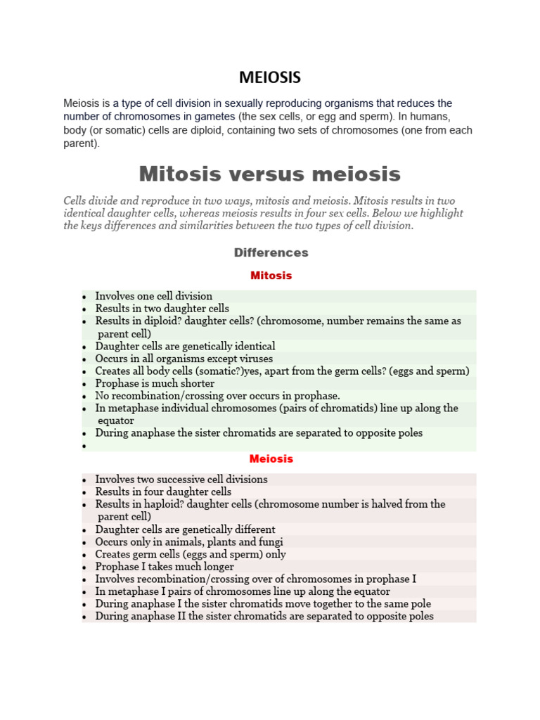 MEIOSIS 2 | PDF | Meiosis | Mitosis
