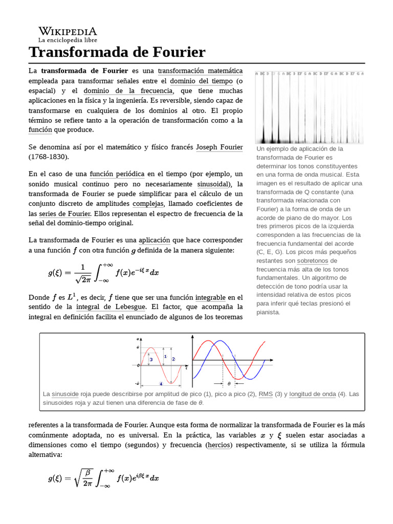 Transformada de Fourier | PDF | Transformada de Fourier | Análisis matemático