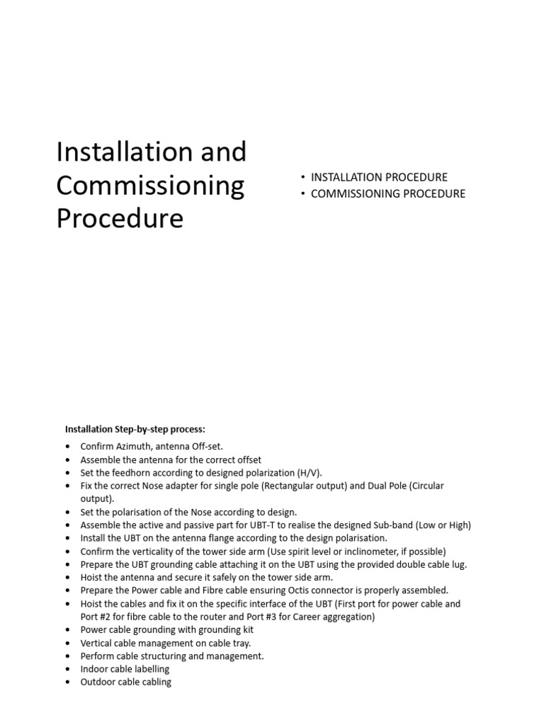 Installation and Commissioning Procedure_STEP | PDF | Antenna (Radio) | Electrical Connector