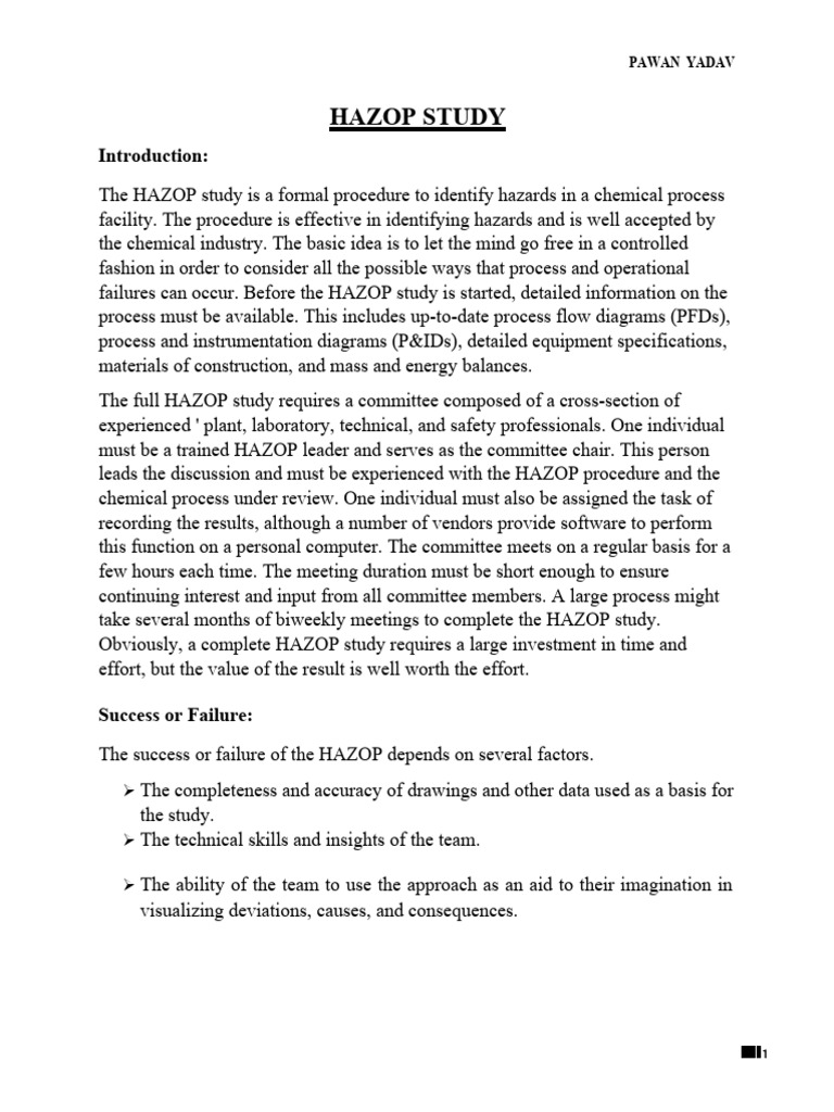 Hazop Study Print | PDF | Formaldehyde | Methanol