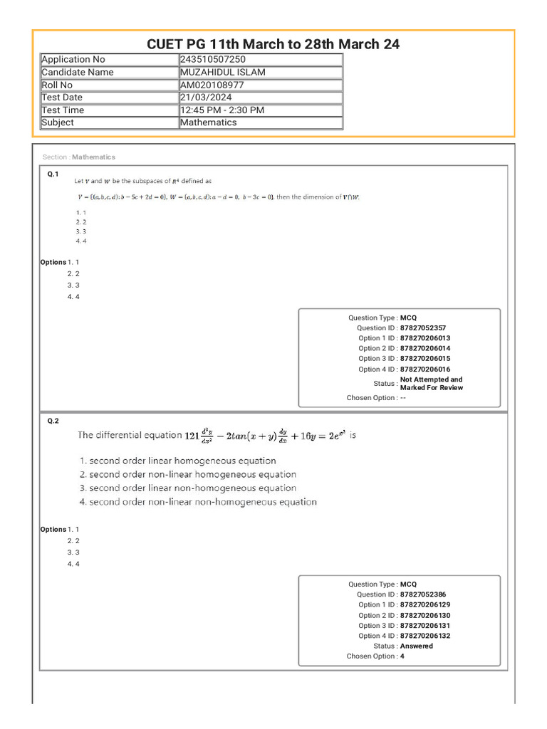 Cuet Answer Key | PDF | Multiple Choice | Methodology