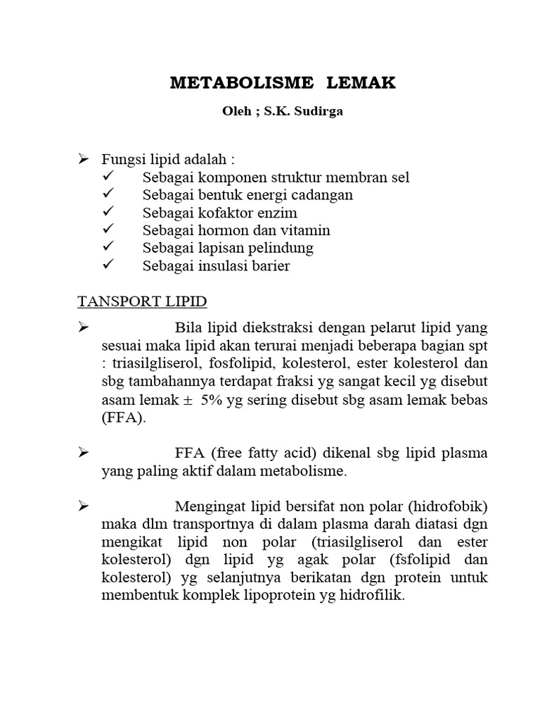 Metabolisme Lemak | PDF