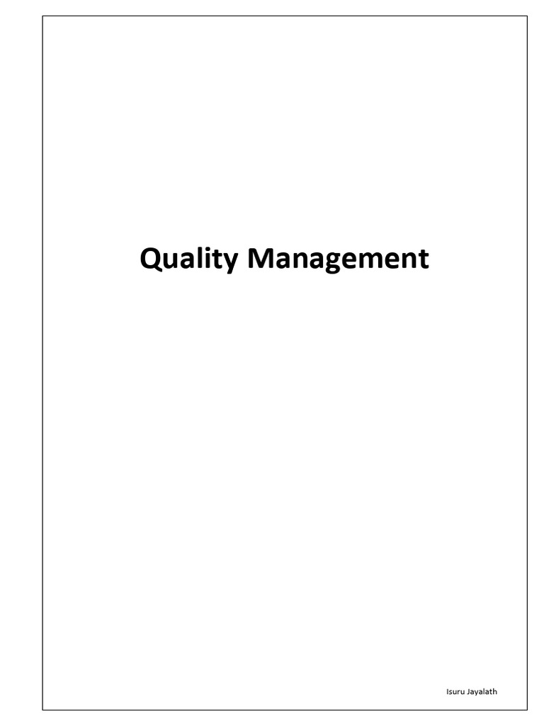 Quality Management | PDF | Supply Chain | Quality Management
