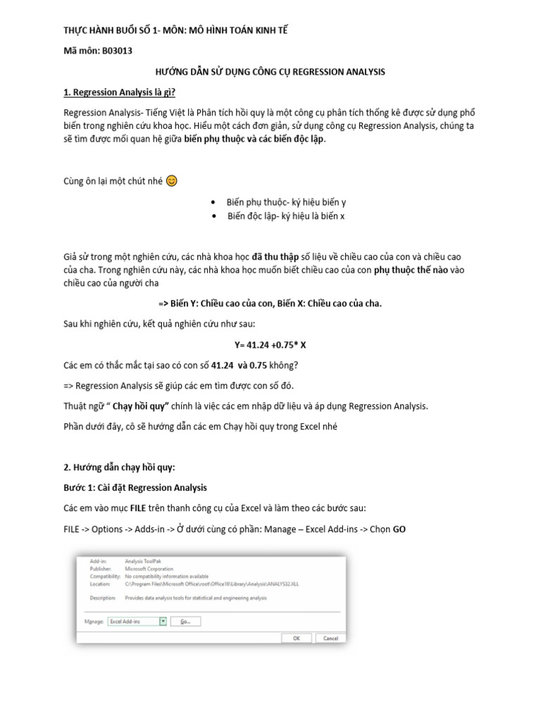 HNG DN S DNG Cong C Regression Ana | PDF