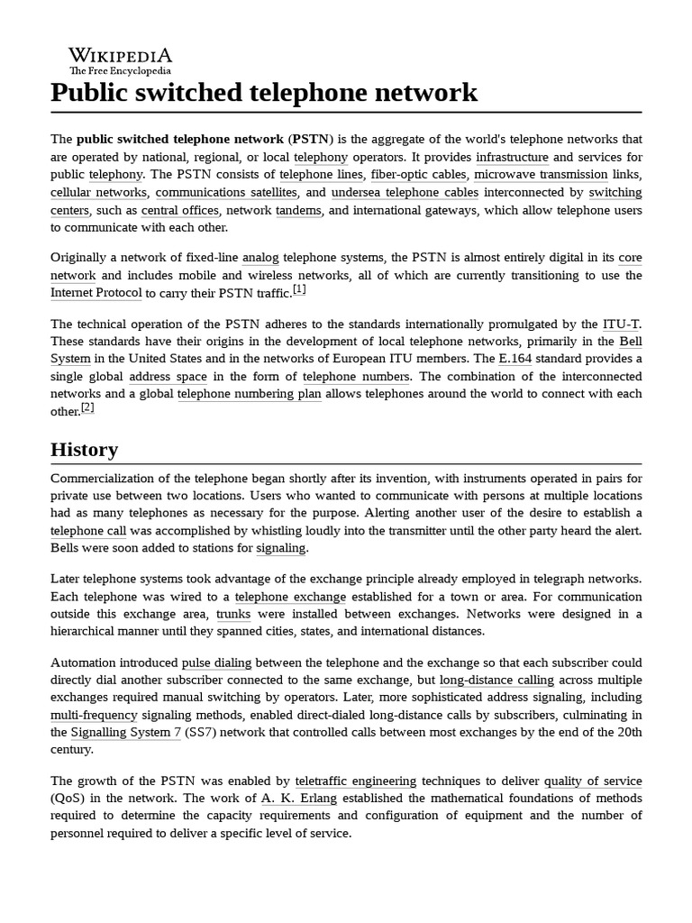 Public Switched Telephone Network | PDF | Public Switched Telephone Network | Computer Engineering