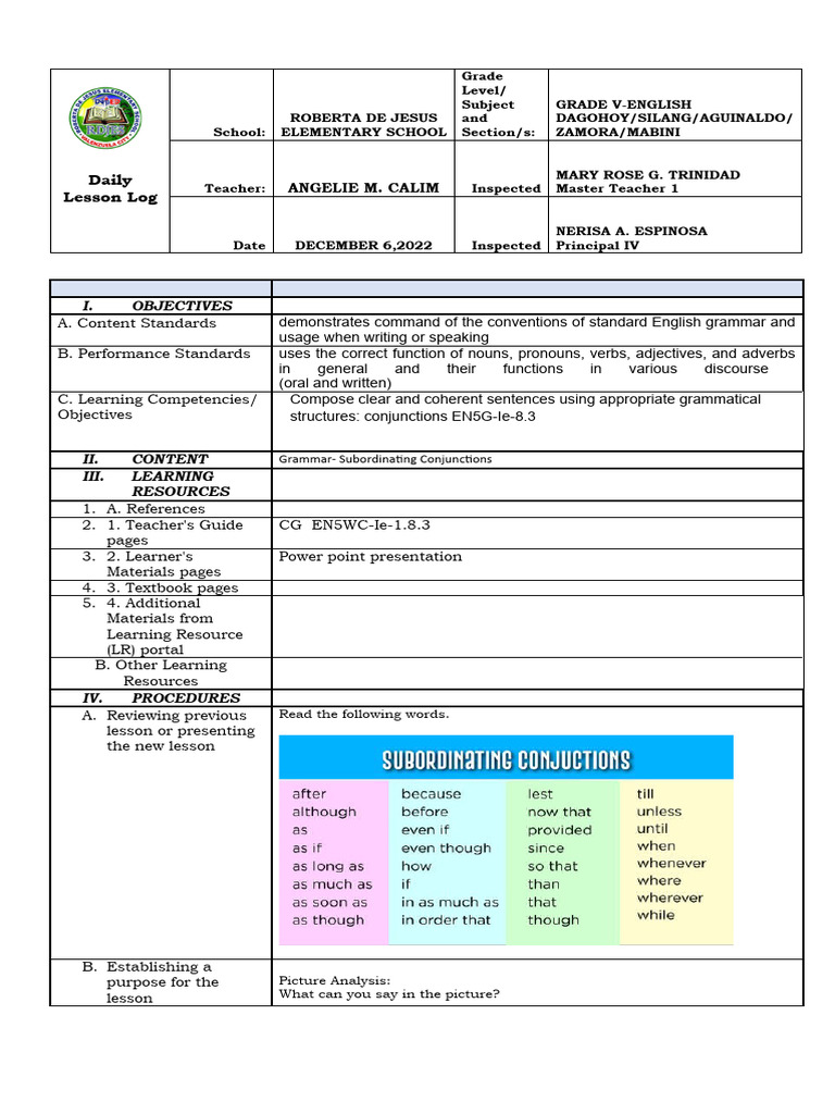 Subordinating Conjuctions Download Free Pdf Languages Foreign