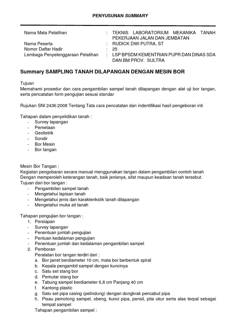 Prosedur Pengambilan Sampel Tanah | PDF