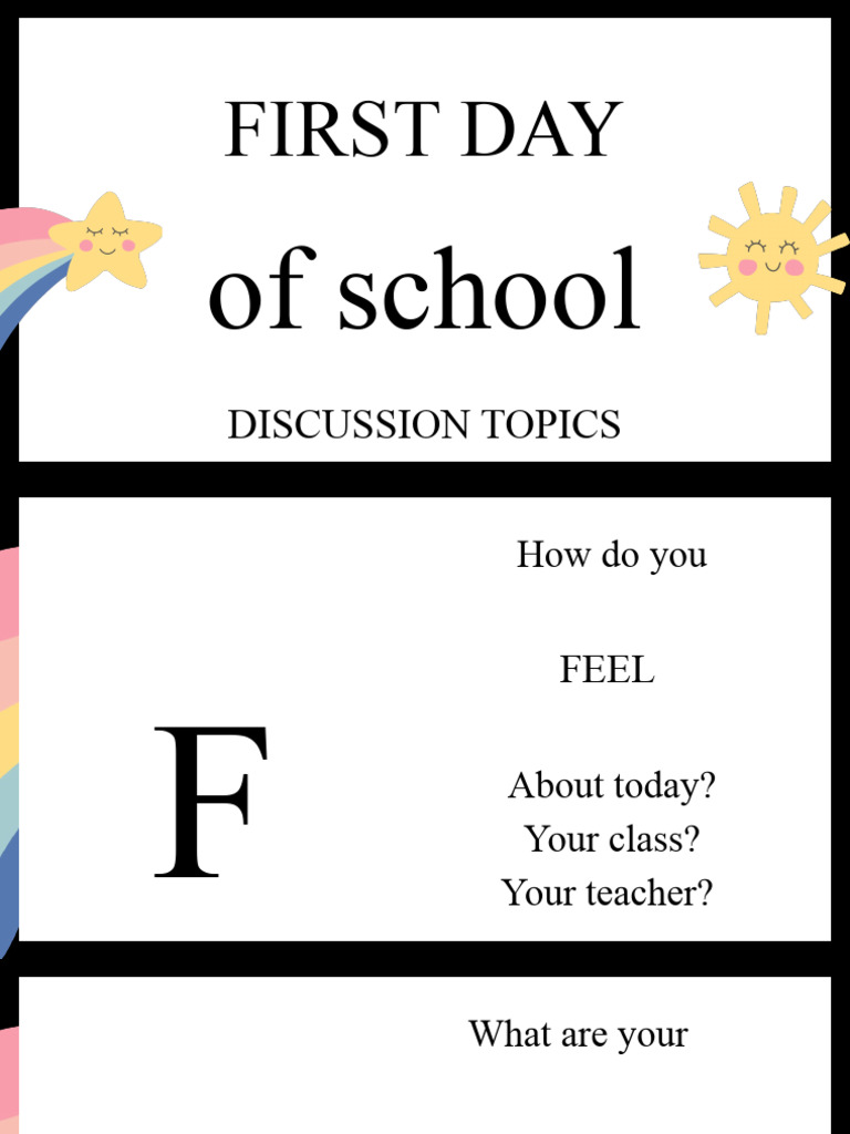 First Day of School Discussion - Advisory CLass | PDF