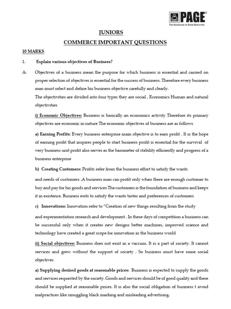 JR Commerce Imp Question With Answers - Complete Syllabus (06.02.2023) | PDF | Partnership ...