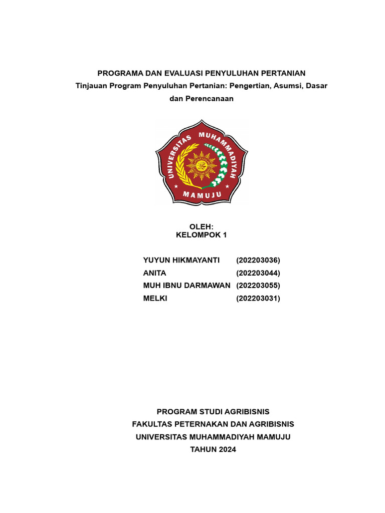 Programa Dan Evaluasi Penyuluhan Pertanian | PDF