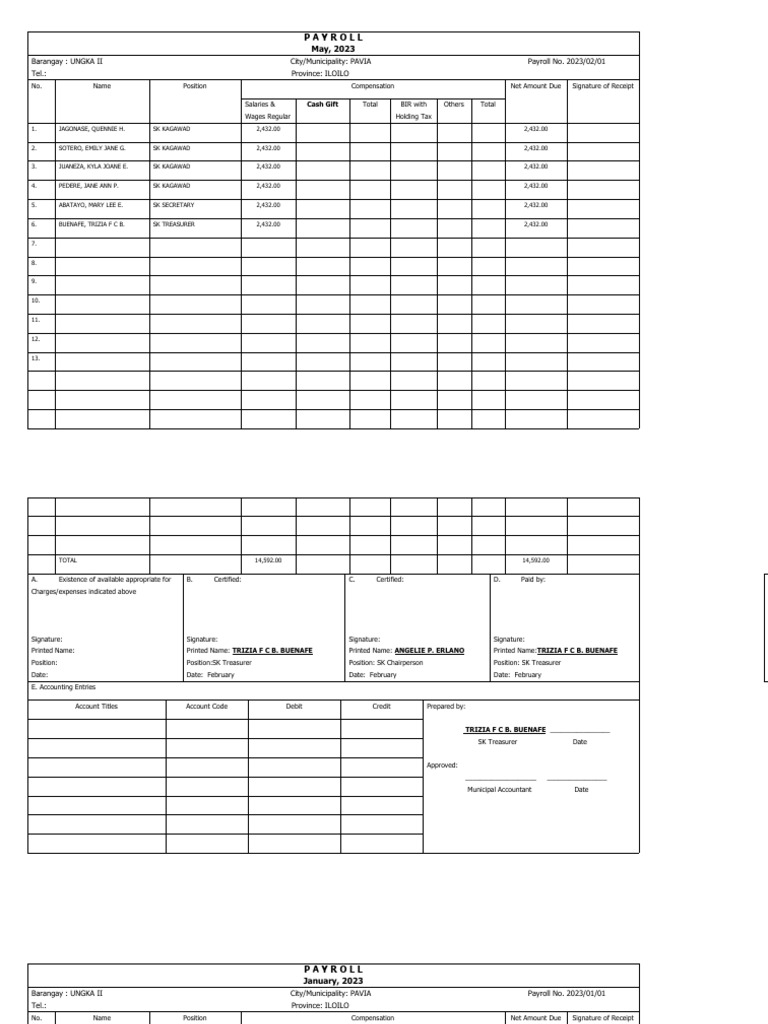 SK Payroll 2023 | PDF | Payroll Tax | Debits And Credits