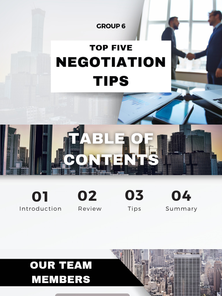 Group 6 - Top Five Negotiation Tips | PDF | Negotiation | Social Psychology Group 6 - Top Five Negotiation Tips | PDF | Negotiation | Social Psychology