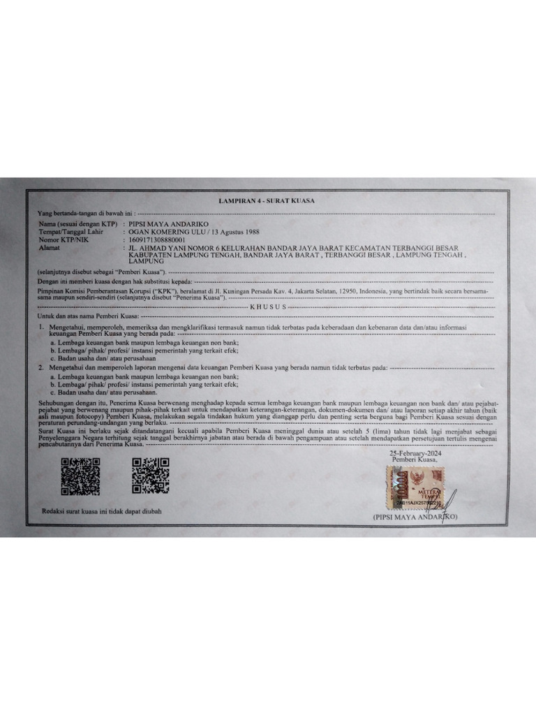 Lampiran 4 Surat Kuasa | PDF