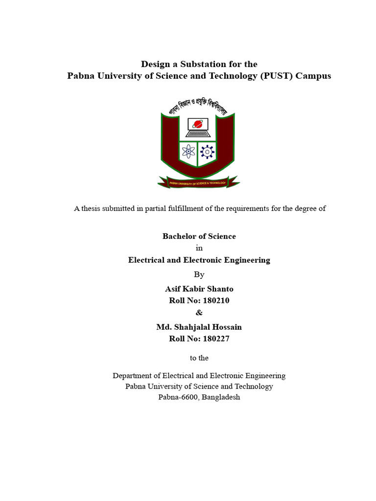 Design A Substation For The Pabna University of Science and Technology ...