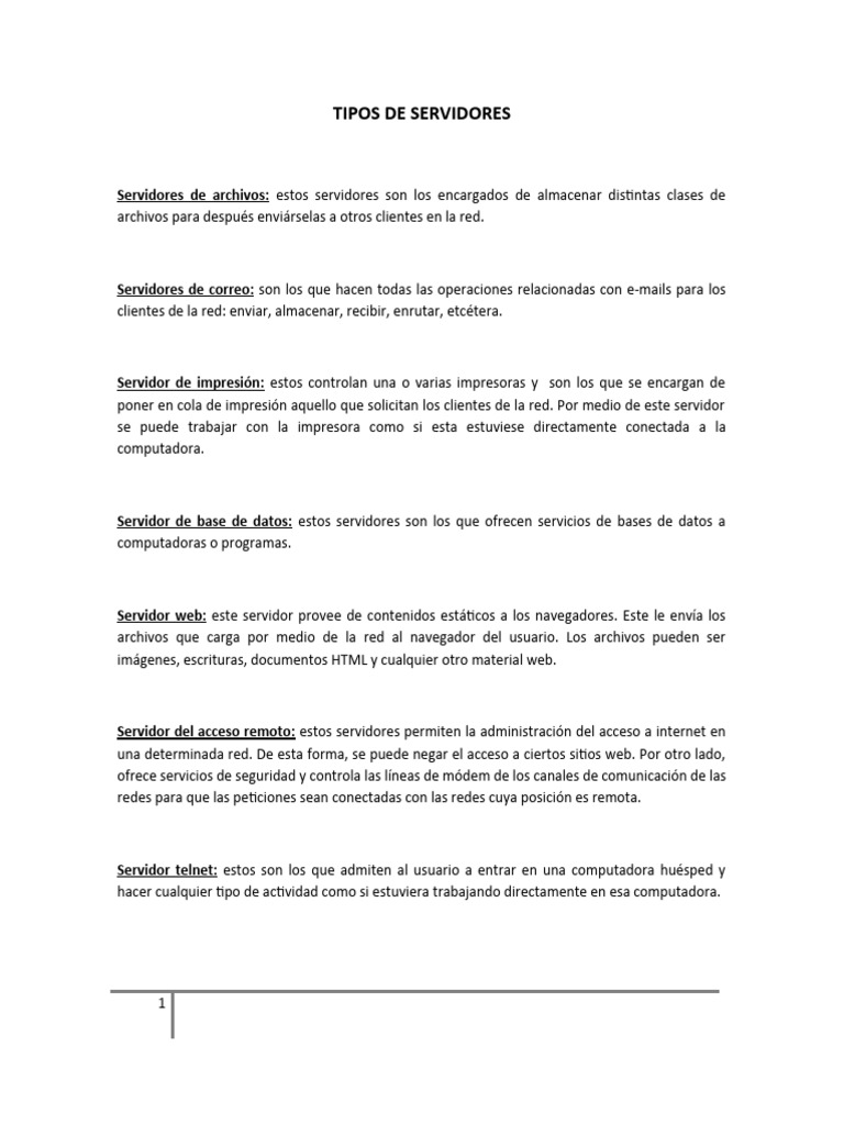 Tipos de Servidores | PDF | Redes | Internet y web