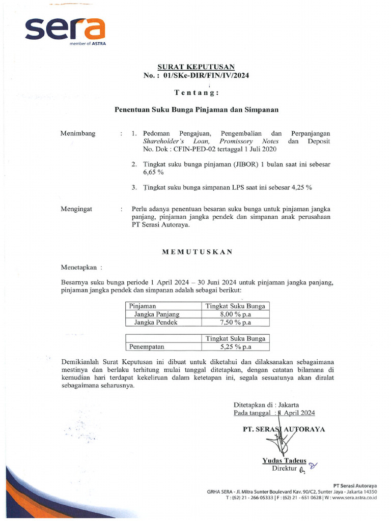 SK Suku Bunga Apr-Jun 2024 | PDF