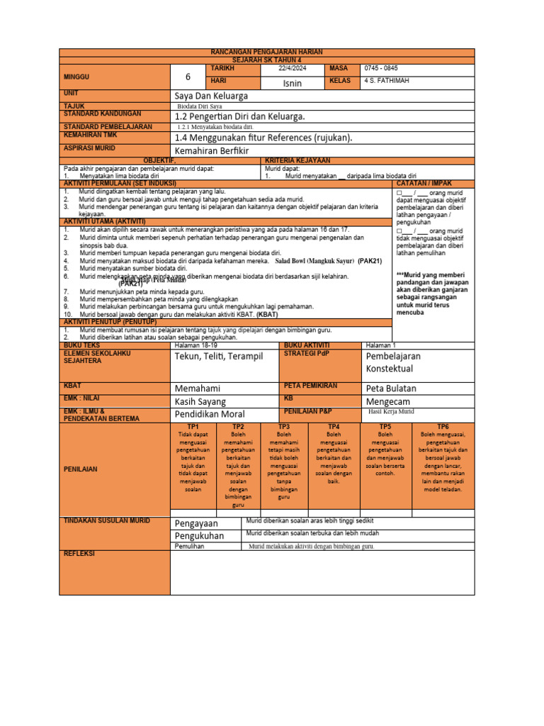 M6 RPH Sej 4 FTH | PDF