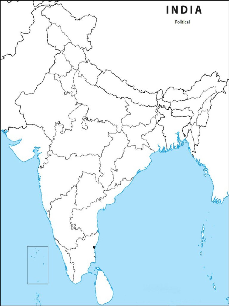 India Political Map Blank A4 Size 991 | PDF