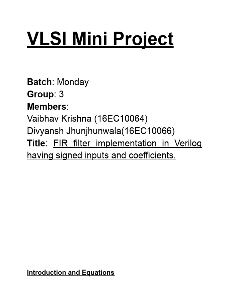VLSI MINI PROJECT | PDF | Electrical Engineering | Algorithms