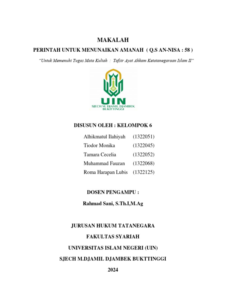 Makalah Tafsir Ahkam II Kelompok 6 | PDF