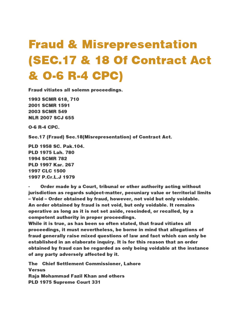 Understanding Fraud and Misrepresentation | PDF | Fraud | Misrepresentation