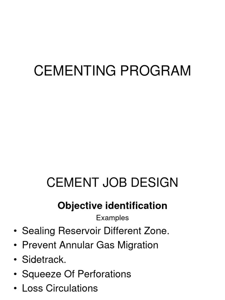 CEMENTING PROGRAM | PDF | Casing (Borehole) | Fluid Dynamics